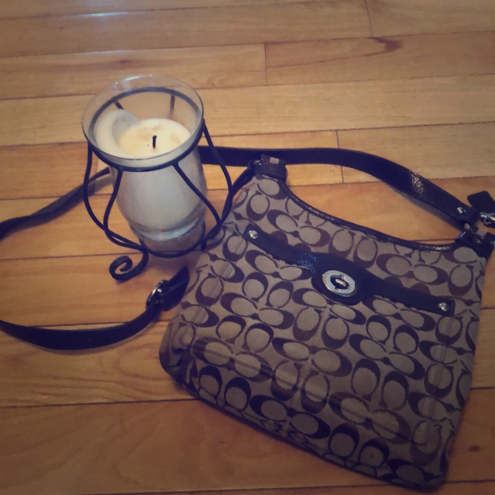 Brown Crossbody Coach Signature Collection Purse - Gem